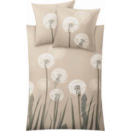 Bettwäsche Kleine Wolke, beige, Mako-Satin, Obermaterial: 100% Baumwolle, Bettwäsche, "Belfiore", mit Pusteblumen