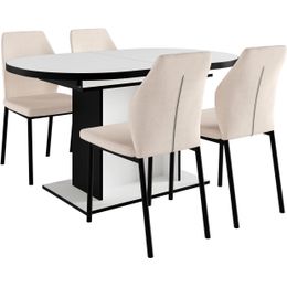 Essgruppe OTTO HOME, wei&szlig;, Sitzm&ouml;bel-Sets, "Basel, Tischgruppe mit 4 St&uuml;hlen, Esstisch ausziehbar 140 - 180 cm", BESTSELLER, Sitzgruppe, Tisch,