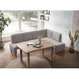 Eckbank, B:244cm H:91cm T:157cm, braun, exxpo - SOFA FASHION, NaturLeder;Strukturstoff (Zusammensetzung: Polyester 100%);Luxus-Microfaser