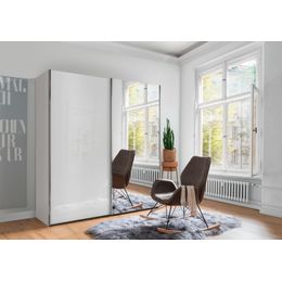 Schwebet&uuml;renschrank Wiemann, B:197,3cm H:236cm T:67cm, wei&szlig;, Floatglas, Holzwerkstoff, Schr&auml;nke, "Monaco", mit Glasfront sowie hochwertigen Beschl&auml;gen