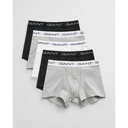 Gant Herren Boxershorts "TRUNK 5-PACK", Gr. S, grau, Jersey, Obermaterial: 95% Baumwolle, 5% Elasthan, Unterhosen, mit elastischem Gant-Logobund