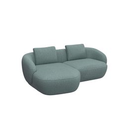 Wohnlandschaft FLEXLUX, B:217cm H:85cm T:146cm, blau, 62% Polyester, 17% Cotton, 14% Viscose, 7% Linen, Sofas, "Torino, rund, L-Form, Sofa-Ecke mit