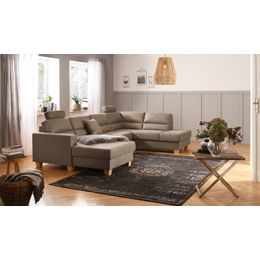 Wohnlandschaft Home Affaire, B:313cm H:100cm, beige, Sofas, "Navan, komfortabel mit viel Platz, U-Form", wahlweise mit Bettfunktion und Kopfst&uuml;tze