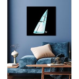 Acrylglasbild Bruno Banani, B:90cm H:90cm, blau, Acrylglas, Bilder, "Flakon Parfum Bruno Banani - Acrylbilder mit Blattgold veredelt",