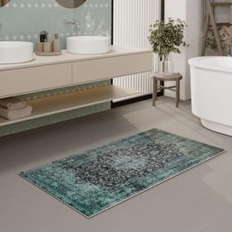 Badematte Wecon Home, H:0,5mm, gr&uuml;n, Polyester, Badematten, "Ralph", Vintage, waschbar, rutschfest, schnell trocknend, weich, Badteppich