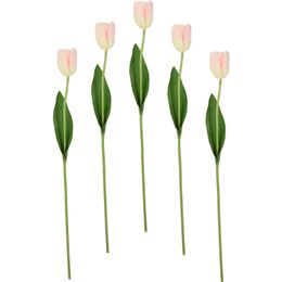 Kunstblume I.GE.A., B:4cm H:67cm L:4cm, rosa, Kunstpflanzen, "Real Touch Tulpen", 5er Set k&uuml;nstliche Tulpenknospen, Kunstblumen, Stielblume