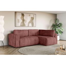 Ecksofa OTTO HOME, B:250cm H:86cm T:166cm, rosa, 100% Polyester, Wohnzimmer, Sofas, "Zacharia wahlweise Schlafsofa mit Bettkasten, B/T/H 250/166/86