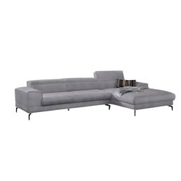 Ecksofa W.Schillig, B:343cm H:70cm T:193cm, grau, Chenille-Flachgewebe R66 (85% Polyester, 15% Nylon), Wohnzimmer, Sofas, "piedroo, Designsofa mit