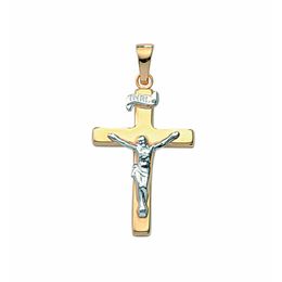 Adelia´s ADELIA ́S Damen Kette mit Anhänger "Schmuckset - Set mit Halskette 333 Gold Kreuz Anhänger Korpus", Gold, gold, Gold, Halsketten, Schmuckset - Set mit