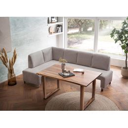 Eckbank, B:244cm H:91cm T:157cm, braun, exxpo - SOFA FASHION, NaturLeder;Strukturstoff (Zusammensetzung: Polyester 100%);Luxus-Microfaser