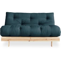Daybett Karup Design, B:140cm H:85cm, blau, Daybetten, "Daybett Roots Schlafsofa – Gästebett & Sofa aus FSC-Kiefer", Inkl. Futonmatratze, in mehreren