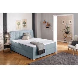 Boxbett Home Affaire, B:174cm L:230cm, blau, Komplettbetten, "Olivet mit Bettkasten", in 4 Farben, 4 Breiten, 2 Matratzenarten, auch in Überlänge 220