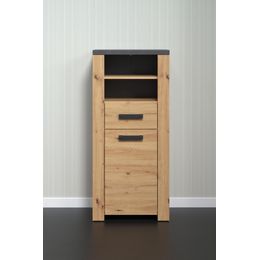 Midischrank Welltime, B:53cm H:118cm T:35cm, braun, Badezimmer, Schränke, "Ambres", Badschrank in matter Echtholzoptik - Maße (B/T/H) 53/35/118 cm