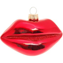 Christbaumschmuck "Glasornament "Rote Lippen", Breite ca. 9 cm", rot, KREBS GLAS LAUSCHA, Weihnachtsbaumschmuck, Weihnachtsdeko, Weihnachtsbaumkugel,
