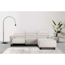 Ecksofa Home Affaire, B:263cm H:97cm T:179cm, beige, Wohnzimmer, Sofas, "Carpari, L-Form, 263 cm, manuelle o. elektrische Relaxfunktion", USB A/C und