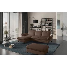 Sit & More Ecksofa SIT & MORE, B:267cm H:88cm T:200cm, braun, 100% Polyester, Wohnzimmer, Sofas, "Leandro L-Form", Wahlweise mit Bett-, Kopfteil - und