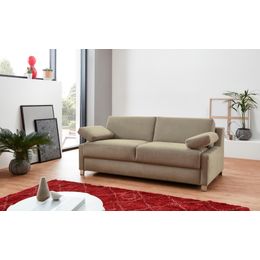 Schlafsofa Bali, B:181cm, beige, 100% Polyester, Wohnzimmer, Sofas, "Viola, Dauerschläfer mit Seitenkissen", in 140er und 160er Breite, 3 Varianten,