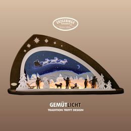 Weigla Lichterbogen "LED Santa Claus, Schwibbogen aus Holz & Acrylglas, Made in Germany", B/H/T: 33,8cm x 8,6cm, schwarz, Schwibb&ouml;gen, Erzgebirge