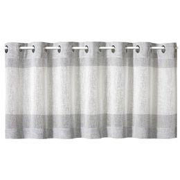 Scheibengardine GERSTER, B:140cm H:50cm, grau, Polyester, Gardinen, "Sander", HxB: 50x140, mit modernem Streifen Design