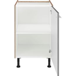 Unterschrank Optifit, B:50cm H:87cm T:58,4cm, grau, K&uuml;che, Schr&auml;nke, "Bern", 50 cm breit, mit 1 T&uuml;r mit h&ouml;henverstellbaren F&uuml;&szlig;en, mit Metallgriff