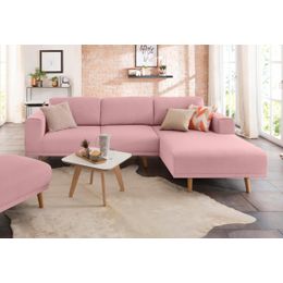 Ecksofa Home Affaire, B:273cm H:90cm T:167cm, rosa, Struktur fein( 100% Polyester);Filzoptik (100% Polyester);Luxus-Microfaser (100% Polyester),