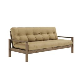 Schlafsofa Karup Design, B:205cm H:79cm T:95cm, beige, Matratzenmaterialzusammensetzung: Futonmatratze mit Knopfheftung, H&ouml;he 14 cm, aus recyceleten