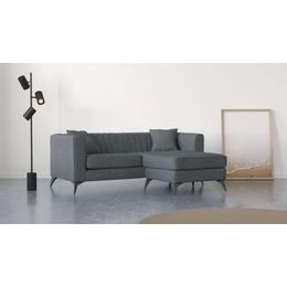 Ecksofa Home Affaire, B:201cm H:74cm T:162cm, grau, 100% Polyester, Wohnzimmer, Sofas, "MATTHEW L-Form ideal für kleine Räume, Maße B/T/H: 201/162/74