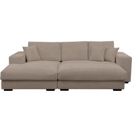 Polstergarnitur WERK2, B:286cm H:84cm T:184cm, beige, 90% Polyester, 10% Nylon, Sitzmöbel-Sets, "Eden L-Form + Hocker. Mega Couch Breite 286cm,