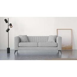 3-Sitzer Home Affaire, B:201cm H:74cm T:86cm, grau, 100% Polyester, Sofas, "MATTHEW elegantes Designsofa, Maße B/T/H: 201/86/74 cm", feine Steppung