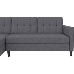 Ecksofa DOREL HOME, B:213cm H:83cm T:154cm, grau, Webstoff 100% Polyester, Wohnzimmer, Sofas, "Hartford II", mit Bettfunktion und Stauraum, Recamiere