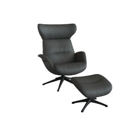 Relaxsessel FLEXLUX, B:90cm H:107cm T:89cm, grau, 100% Echtleder, Wohnzimmer, Sessel, "Fernsehsessel More, ergonomisch, drehbar, robuster Fu&szlig;,