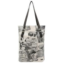 DOGO Damen Umhängetasche "Tall Bag Damen Schultertasche Tweety Sketch Damen Schultertasche", beige, Lacklederimitat, Taschen, Handgefertigt