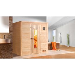 Weka Sauna "Massivholzsauna BERGEN 2", ohne Ofen, ohne Steuerung, (ohne Ofen), beige, Saunen, Blockbohlen, isolierte Holzt&uuml;r