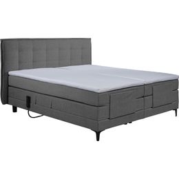 Boxspringbett Alina, B:200cm L:209cm, grau, Struktur fein XBO (100% Polyester), Jugendzimmer, Komplettbetten, "Edward", 180x200cm, mit motorischer