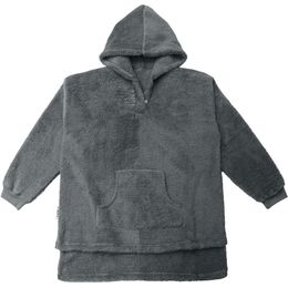 Badeponcho, L:87cm, grau, CASTELL - MARKENBETTWÄSCHE, Kunstfaser, Hausmäntel, "Polar Bear", Sherpa Teddy Fleece Hoodie, Kuschelhoodie, Kuscheldecke,