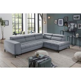 Ecksofa, B:276cm H:75cm T:203cm, silber, exxpo - SOFA FASHION, 100% PES, Wohnzimmer, Sofas, "Bocco, hochwertige Verarbeitung, toller Sitzkomfort,