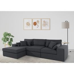 Ecksofa OTTO HOME, B:280cm H:75cm T:162cm, grau, Baumwollmix (60% Baumwolle/40% Leinen);Struktur fein (100% Polyester);Samtoptik (100%