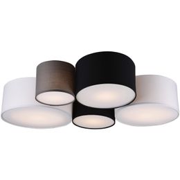 Trio LEUCHTEN Deckenleuchte "Hotel", 5, H: 21,5cm, 1 Stk., bunt, Wohnzimmer, Leuchten, Deckenlampe 5-flammig, mehrfarbige Stoffschirme (weiß,