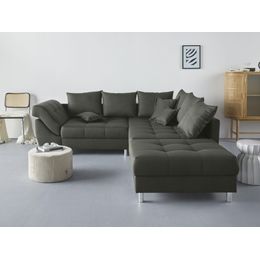 Ecksofa Collection AB, B:247cm H:87cm T:189cm, grün, Microfaser PRIMABELLE (100% Polyester), Struktur (90% Polyester, 10% Polyacryl), Samtvelours
