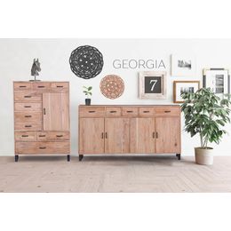 Sideboard GUTMANN FACTORY, B:165cm H:87cm T:42cm, beige, Massivholz, Wohnzimmer, Sideboards, "Georgia", Kommode aus massivem Akazienholz, Breite 165