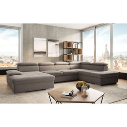 Sit & More Wohnlandschaft SIT & MORE, B:349cm H:73cm T:226cm, grau, 100% Polyester, Sofas, "Valantine U-Form, B: 349 cm", mit Arm- & Kopfteilverstellung,