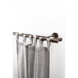 Gardinenstange Garesa, L:310cm &Oslash;:20mm, braun, Holzwerkstoff, Gardinenstangen, "PILA", Vorhanggarnitur, verl&auml;ngerbar, Knopf mit Ausschnitt, ohne Ringe