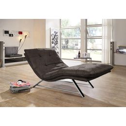 Relaxliege W.Schillig, B:95cm H:91cm T:170cm, braun, Stoff S37 (100% Polyester), Wohnzimmer, Sofas, "daily dreams", in Waffelkissen-Optik, wahlweise