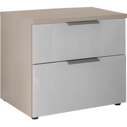 Nachtkonsole Wiemann, B:60cm H:46,4cm T:43cm, weiß, Floatglas, Holzwerkstoff, Metall, Sideboards, "Como", vormontiert