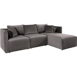 Ecksofa OTTO HOME, B:262cm H:74cm T:172cm, grau, Samtoptik (100% Polyester);Struktur (100% Polypropylene);Webstoff (100% Polyester);Struktur fein