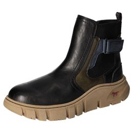 Mustang Shoes Damen Winterboots, Gr. 41, schwarz, Elastischer Einsatz, Lederimitat, unifarben, Schuhe, Stiefelette, Schlupfboots, Plateausohle, mit