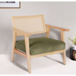 Loungesessel Home Affaire, B:73cm H:72cm T:68cm, gr&uuml;n, rubber wood frame, plywood, foam, fabric, rattan, Wohnzimmer, Sessel, "VILLAINE",
