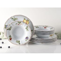 Creatable Tafelservice "Teller Set, Geschirr-Set Flora Orchard", 12 Stk., bunt, Geschirr-Sets, Service, Fr&uuml;chtedekor, 12 Teile, f&uuml;r 6 Personen