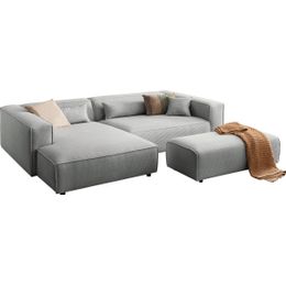 Ecksofa, B:288cm H:66cm T:198cm, grau, LeGer Home by Lena Gercke, 100% Polyester, Sofas, "PIARA XXL, L-Form, Schlaffunktion, Cord, Leinenoptik o.