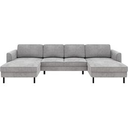 Wohnlandschaft Home Affaire, B:305cm H:83cm T:161cm, grau, 88% Polyester, 12% Nylon, Sofas, "Booster II, whlw. mit Schlaffunktion & Bettkasten, Fu&szlig;